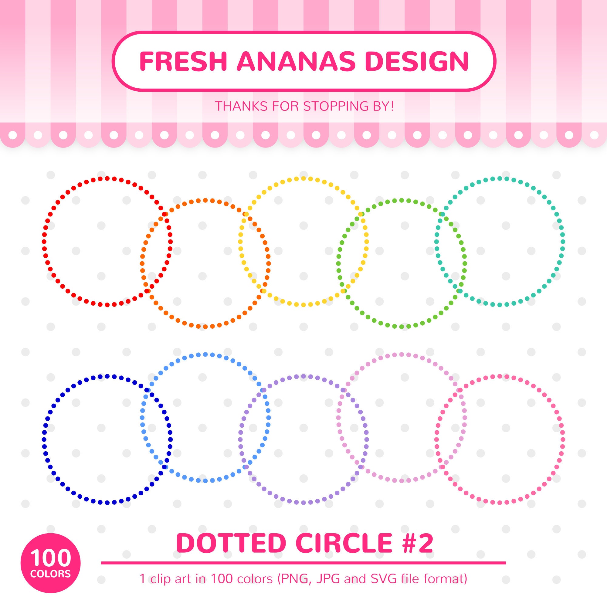 100 Colors Clip Art: Dotted Frames 1 100 Colors Frames - Etsy