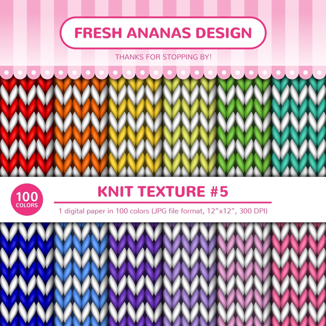 100 Colors Digital Papers: Knit Texture #5, Wool, Jumper, Striped ...