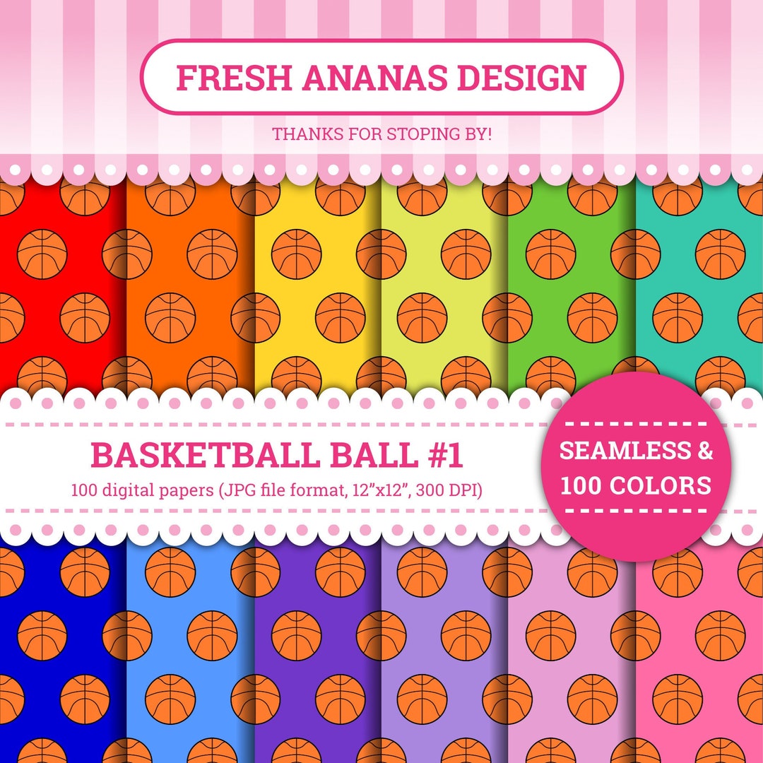 100 Colors Digital Papers: Basketball Ball #1, Sport, Physical Activity ...
