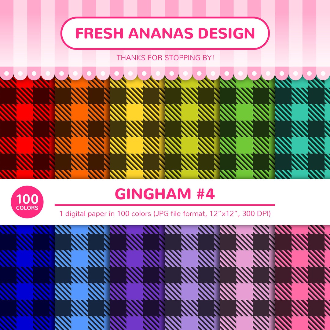 100 Colors Digital Papers: Gingham #4, Gingham Paper, Flannel, Table ...
