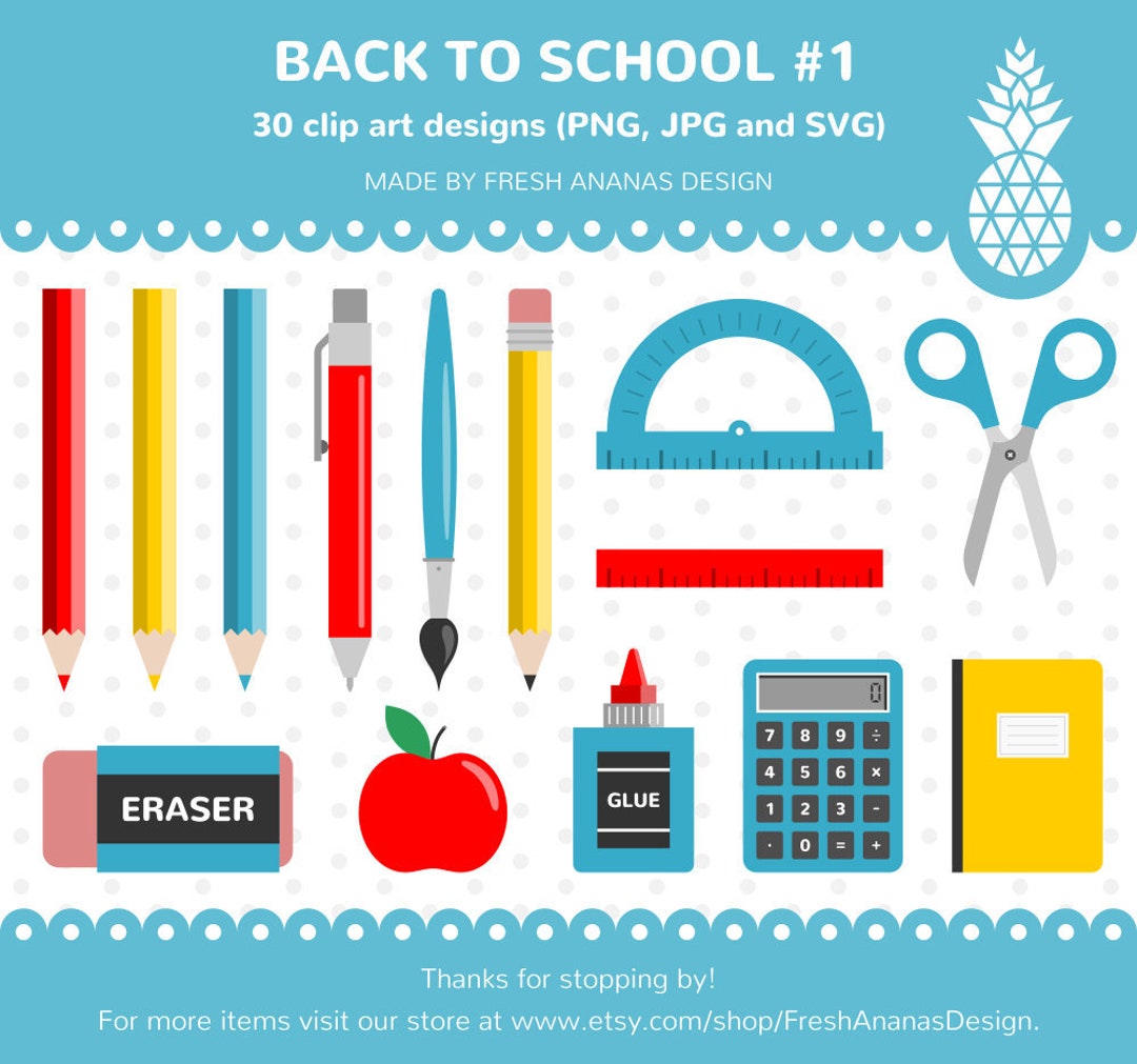 Back to School Clipart, School Clipart, School Supplies, Teacher ...