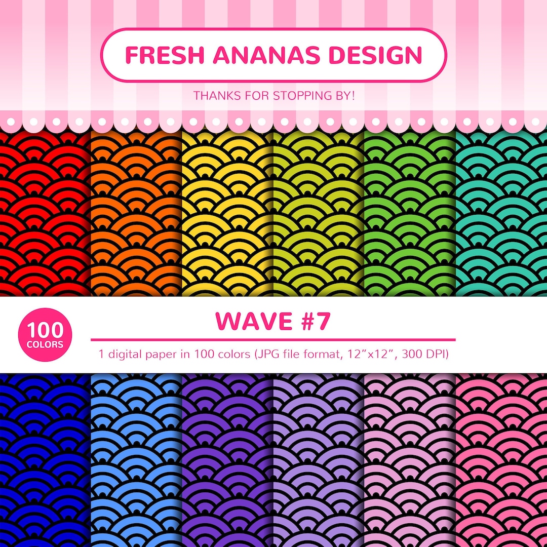 100 Colors Digital Papers: Wave #7, Waves, Sea, Water, Black, Printable ...