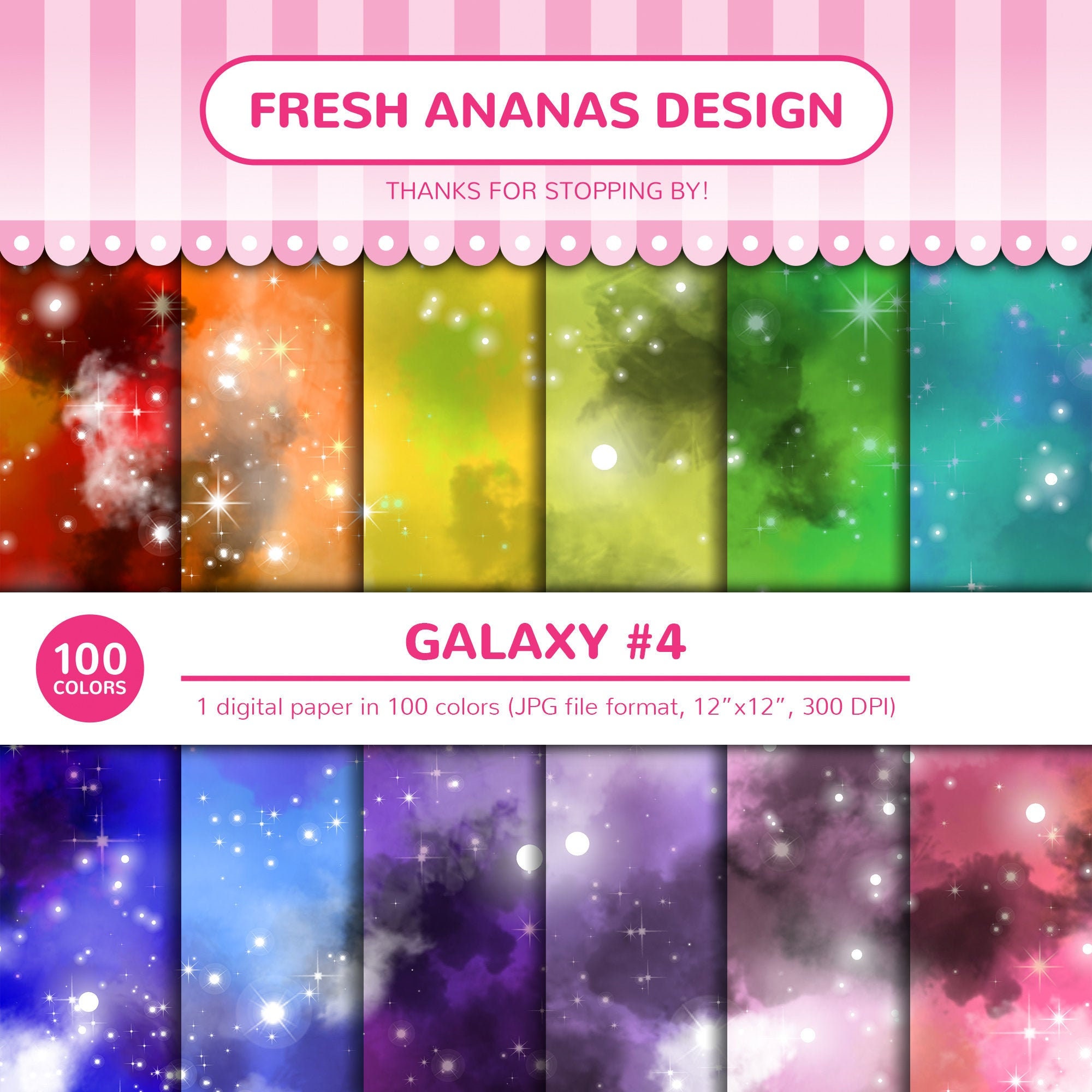 Starry Night Scrapbooking JPG Printable Space Universe Digital Paper ...