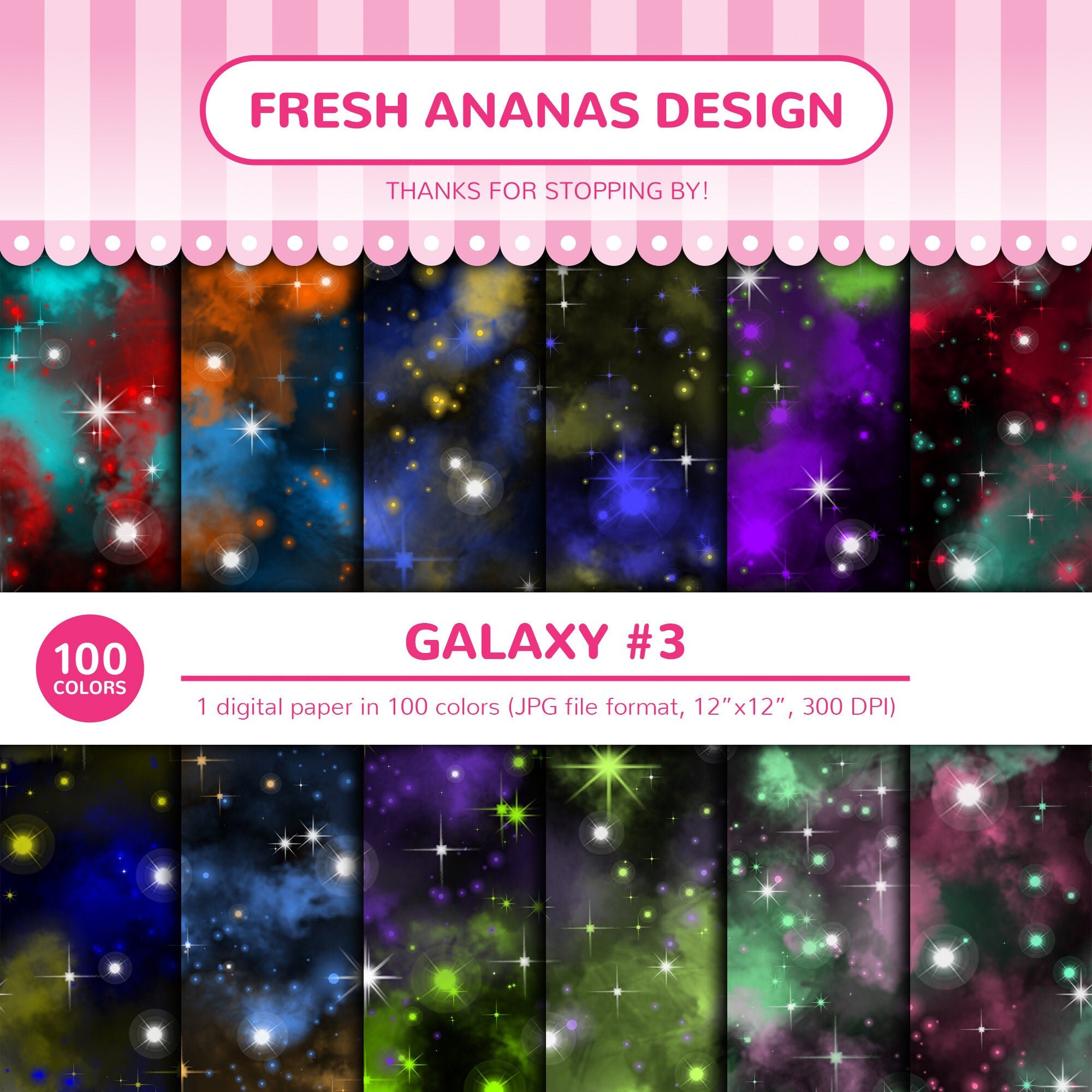 Starry Night Scrapbooking JPG Printable Space Universe Digital Paper ...