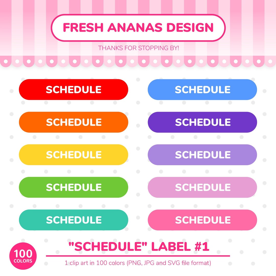 100 Colors Clip Art: Schedule Label 1, 100 Colors, Tracker, Sticker ...