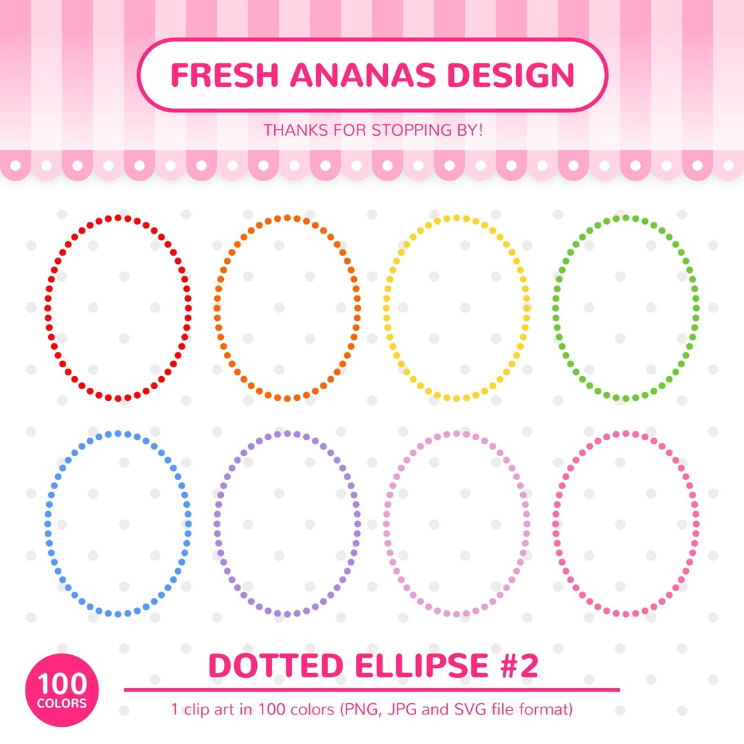 100 Colors Clip Art: Dotted Ellipse #2, Ellipse Clipart, Dotted Frame ...