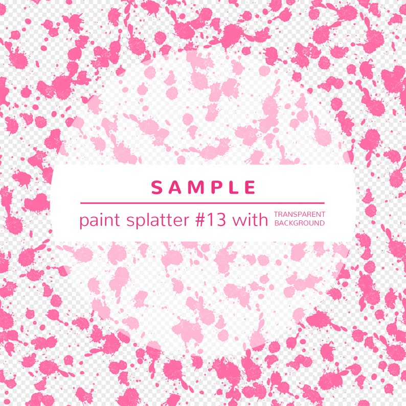 100 Colors Digital Papers: Paint Splatter 13 With Transparent - Etsy
