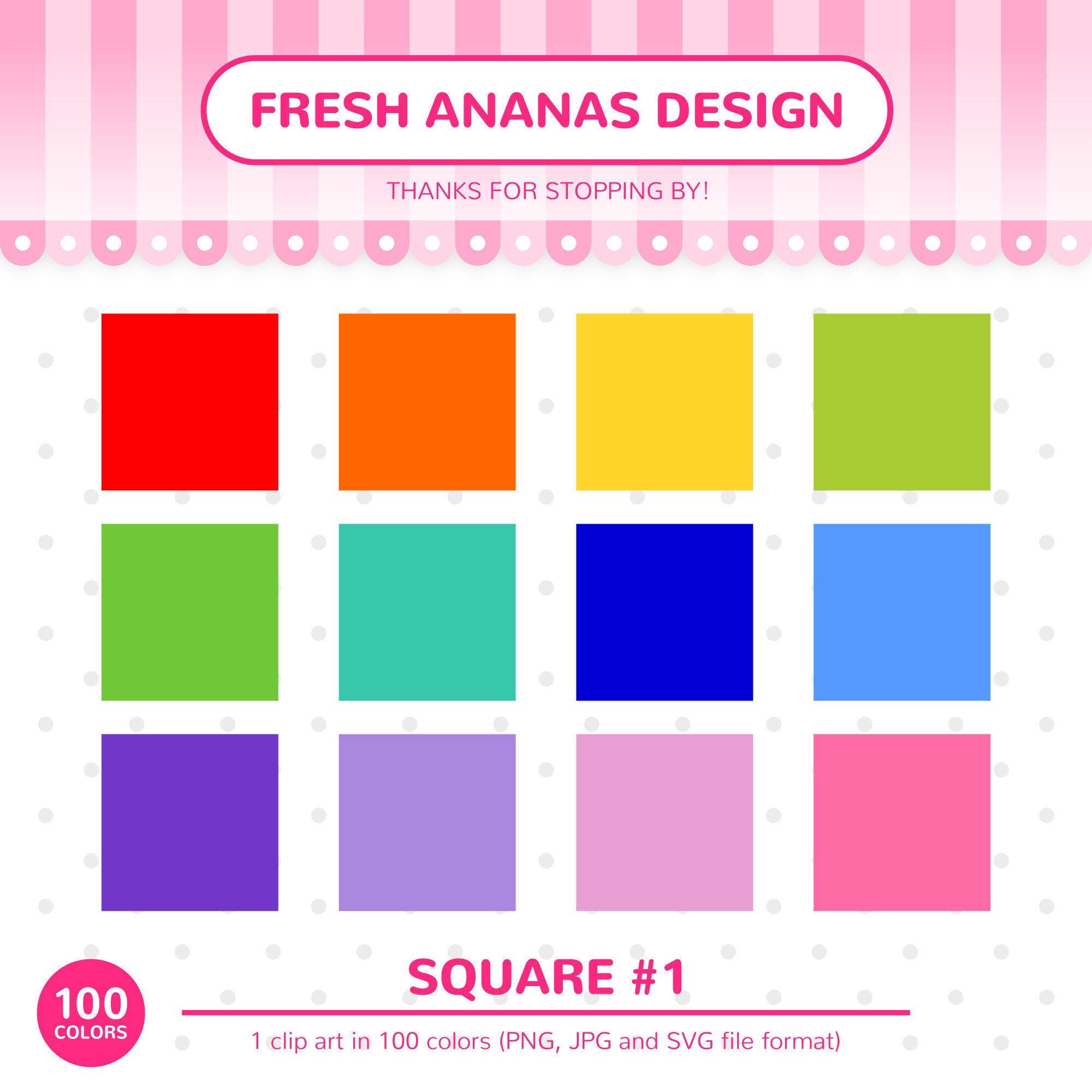 100 Colors Clip Art: Square Rainbow Squares Planner Clipart | Etsy