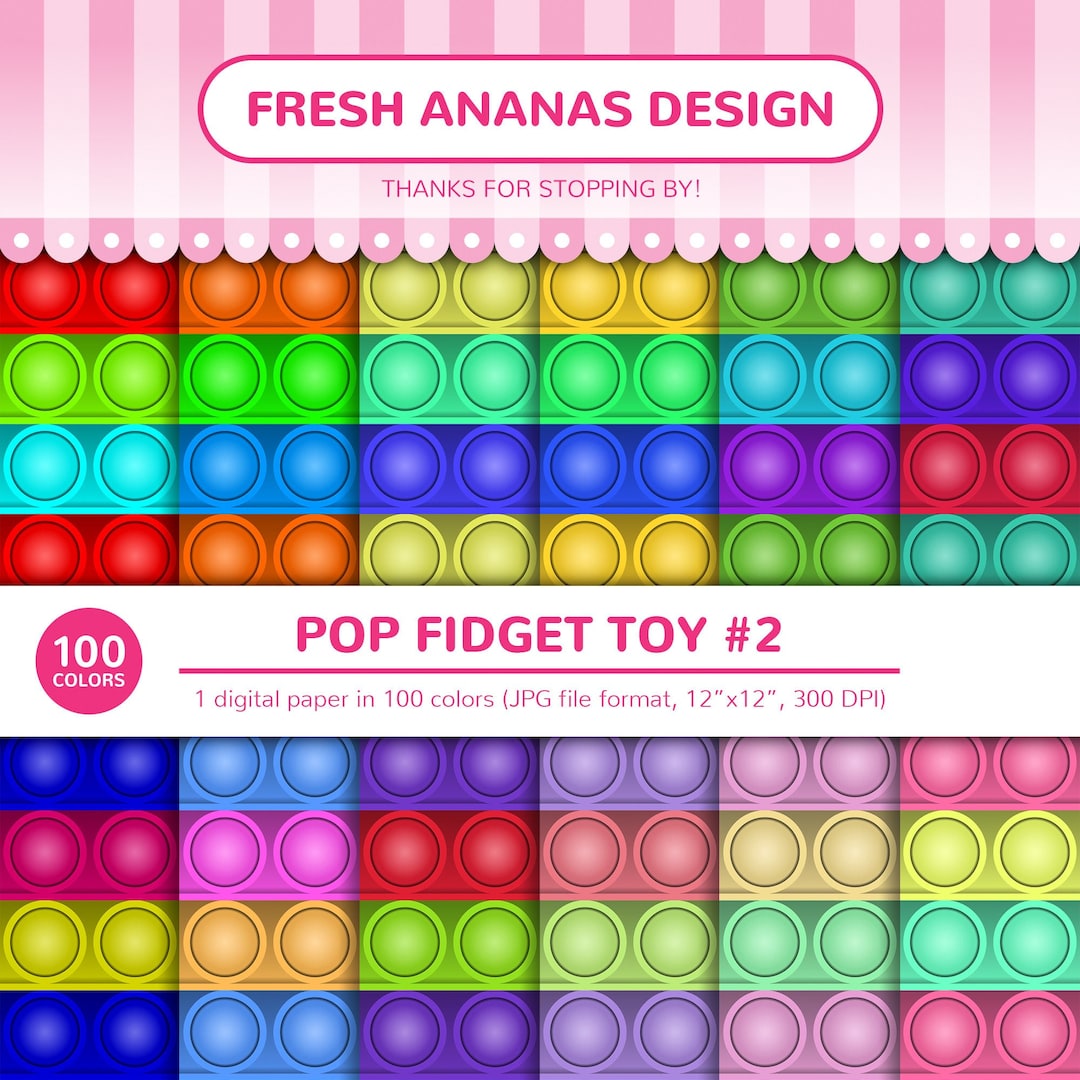 100 Colors Digital Papers: Pop Fidget Toy #2, Bubble, Fidget, Push, Pop ...