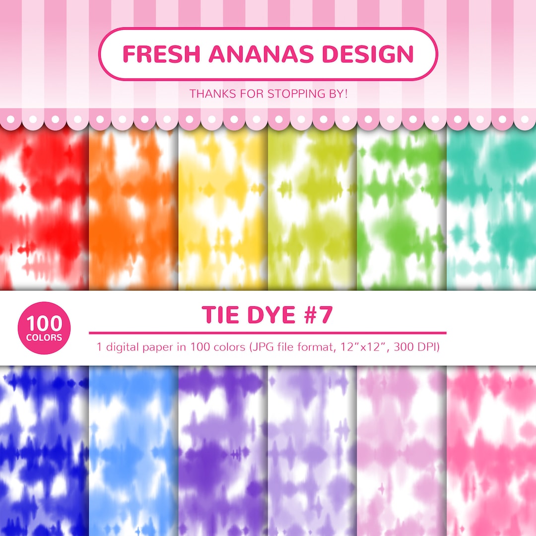 100 Colors Digital Papers: Tie Dye #7, Lines, Crumple, Shibori ...