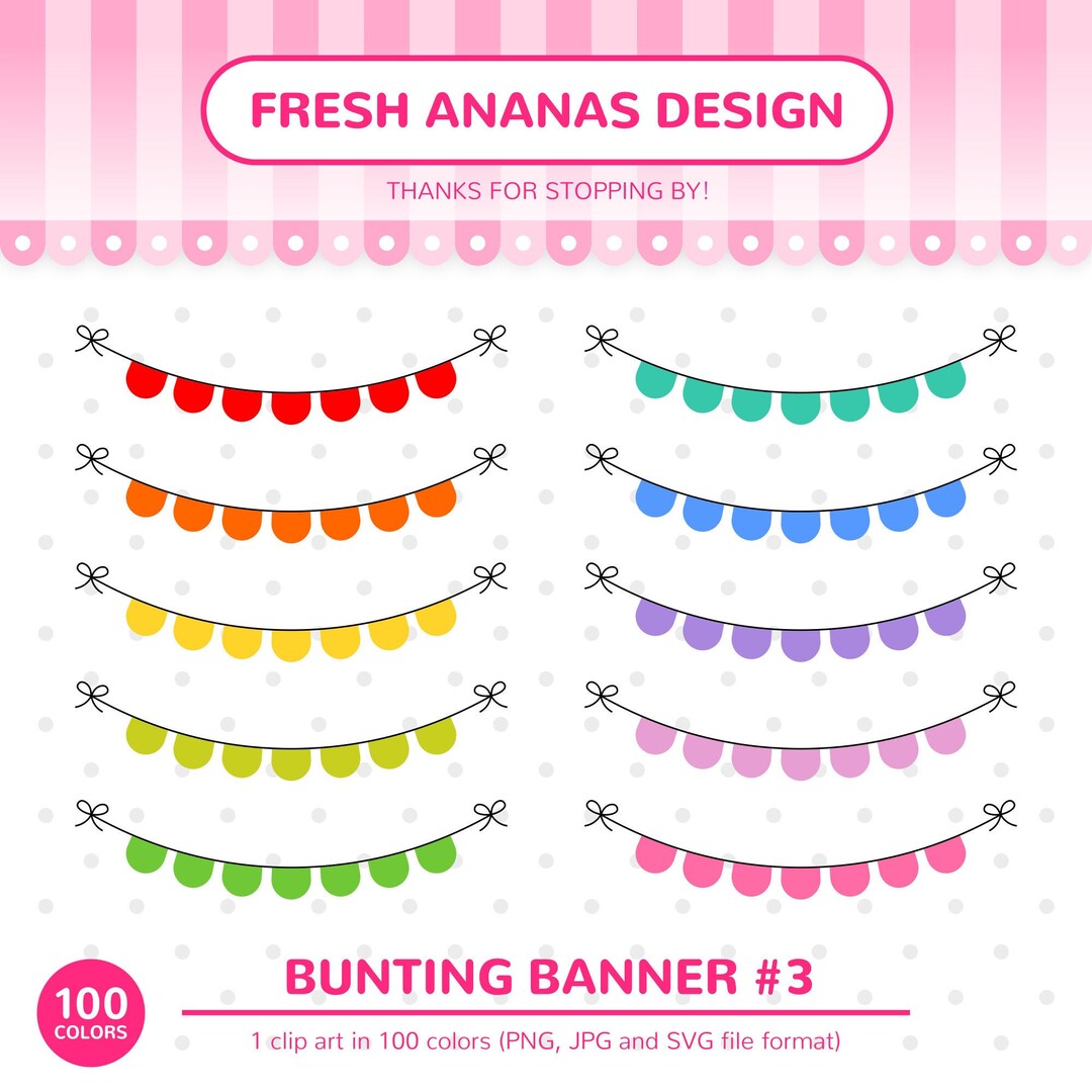 100 Colors Clip Art: Bunting Banner #3, Bunting Clip Art, Banner ...
