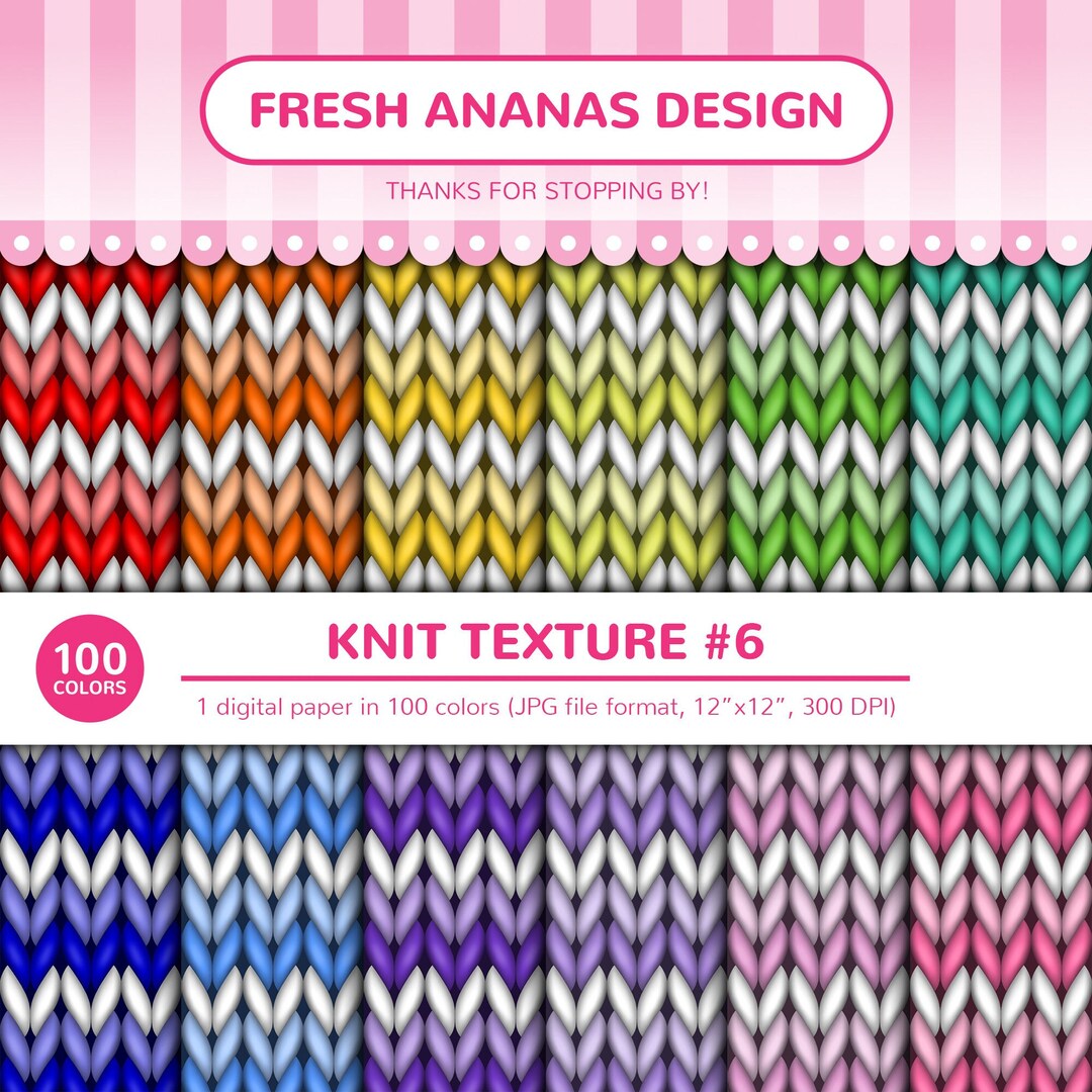 100 Colors Digital Papers: Knit Texture #6, Wool, Jumper, Striped ...