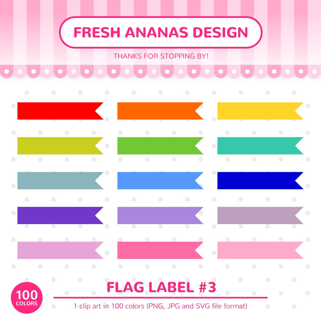 100 Colors Clip Art: Flag Label #3, 100 Colors, Sticky, Sticker, Banner ...