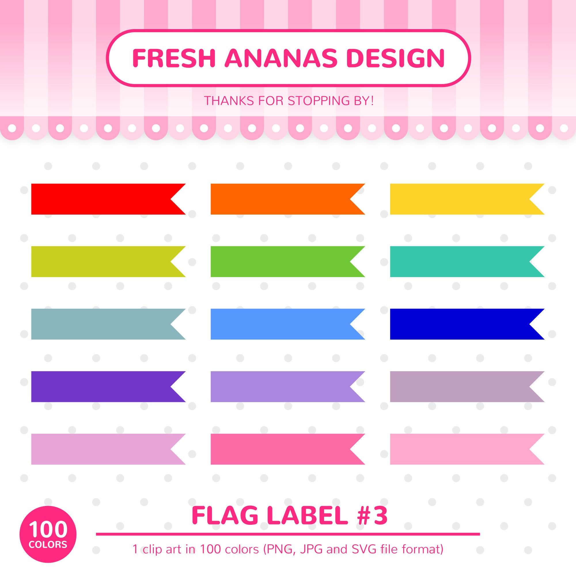 100 Colors Clip Art: Flag Label 3 100 Colors Sticky - Etsy