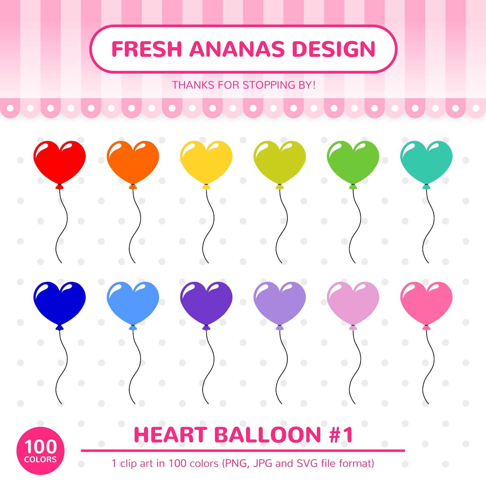 100 Colors Clip Art: Heart Balloon Balloon Clip Art Wedding - Etsy