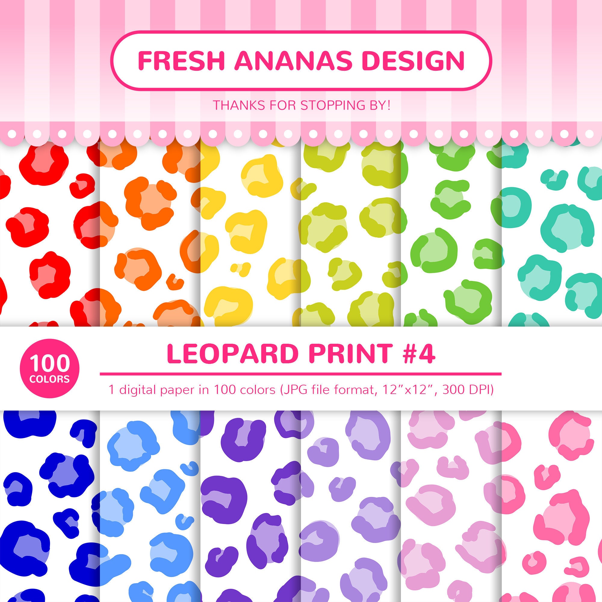 100 Colors Digital Papers: Leopard Print 4 Animal Print | Etsy