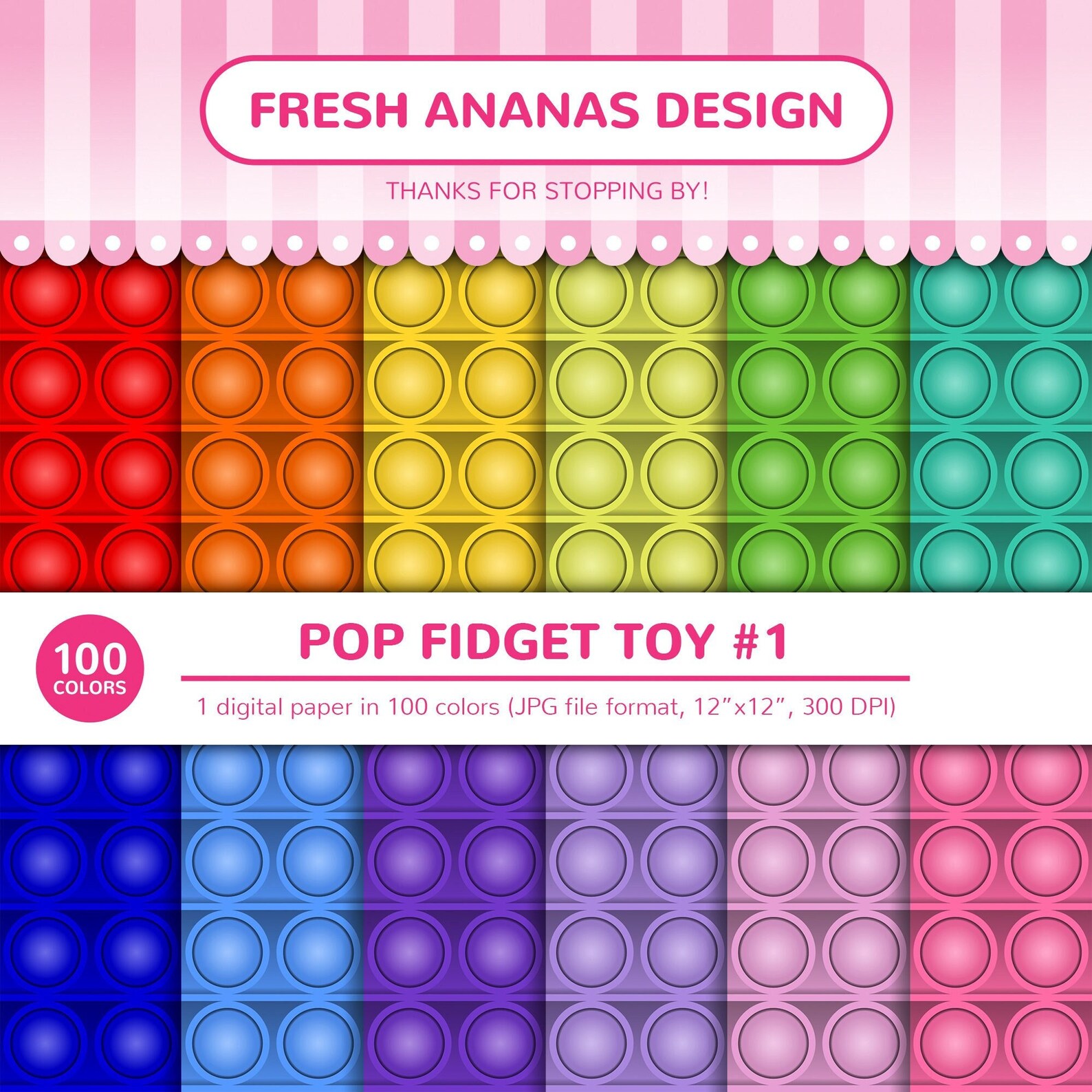 100 Colors Digital Papers: Pop Fidget Toy 1 Bubble Fidget - Etsy