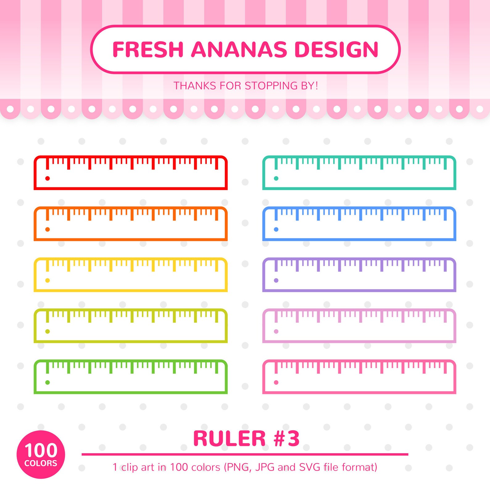 100 Colors Clip Art: Ruler 3 Ruler SVG Teacher Clipart - Etsy