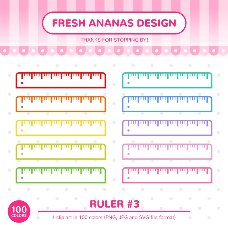 100 Colors Clip Art: Ruler #3, Ruler SVG, Teacher Clipart, Classroom ...