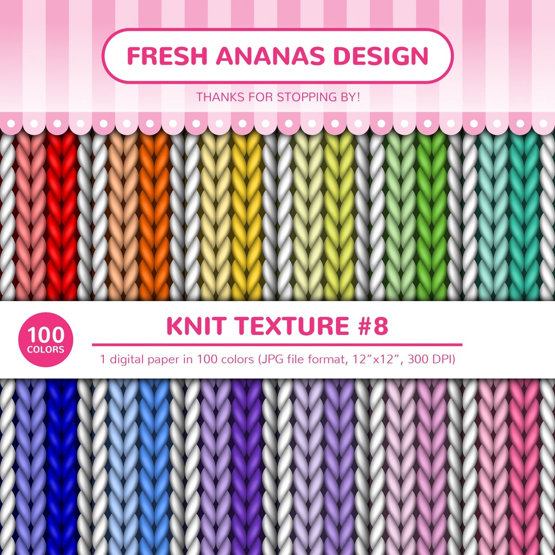100 Colors Digital Papers: Knit Texture #8, Wool, Jumper, Striped ...
