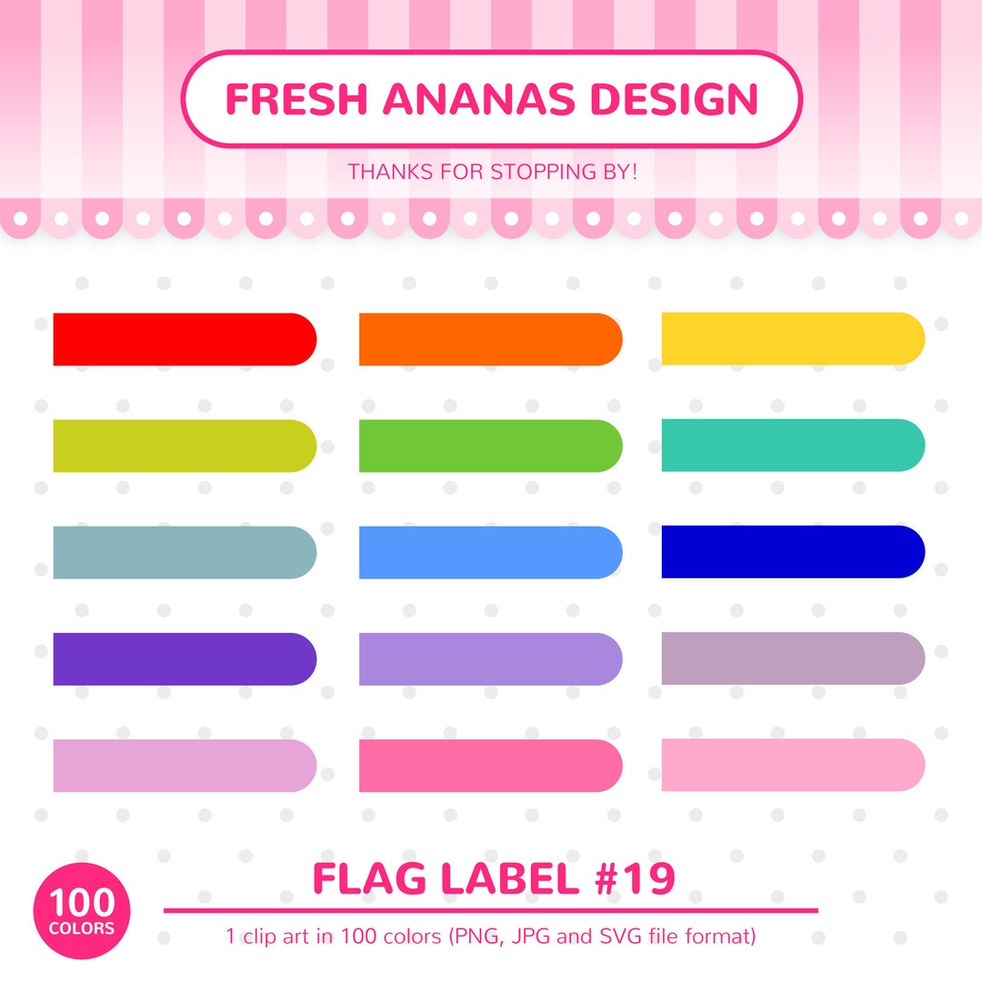 100 Colors Clip Art: Flag Label #19, 100 Colors, Sticky, Sticker ...