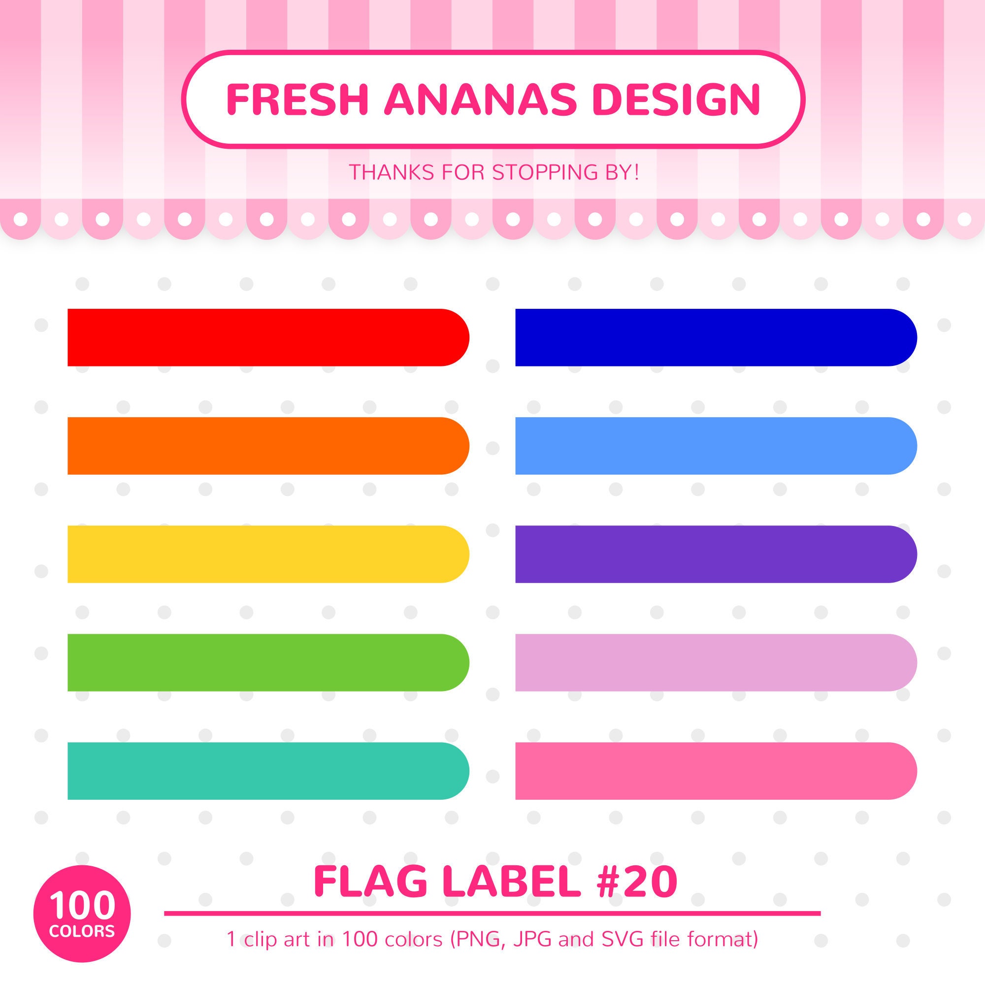 100 Colors Clip Art: Flag Label 20 100 Colors Sticky | Etsy
