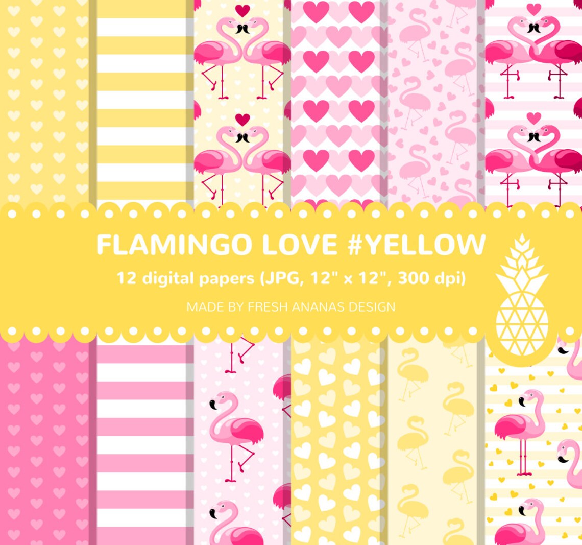 Pink Flamingo Paper Pink Flamingo Digital Paper Pink | Etsy