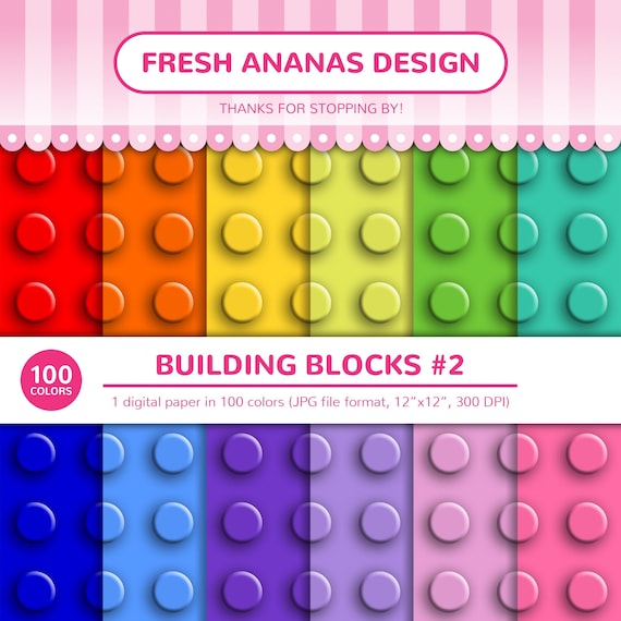 100 Colors Digital Papers: Building Blocks 2 Toy Kids - Etsy