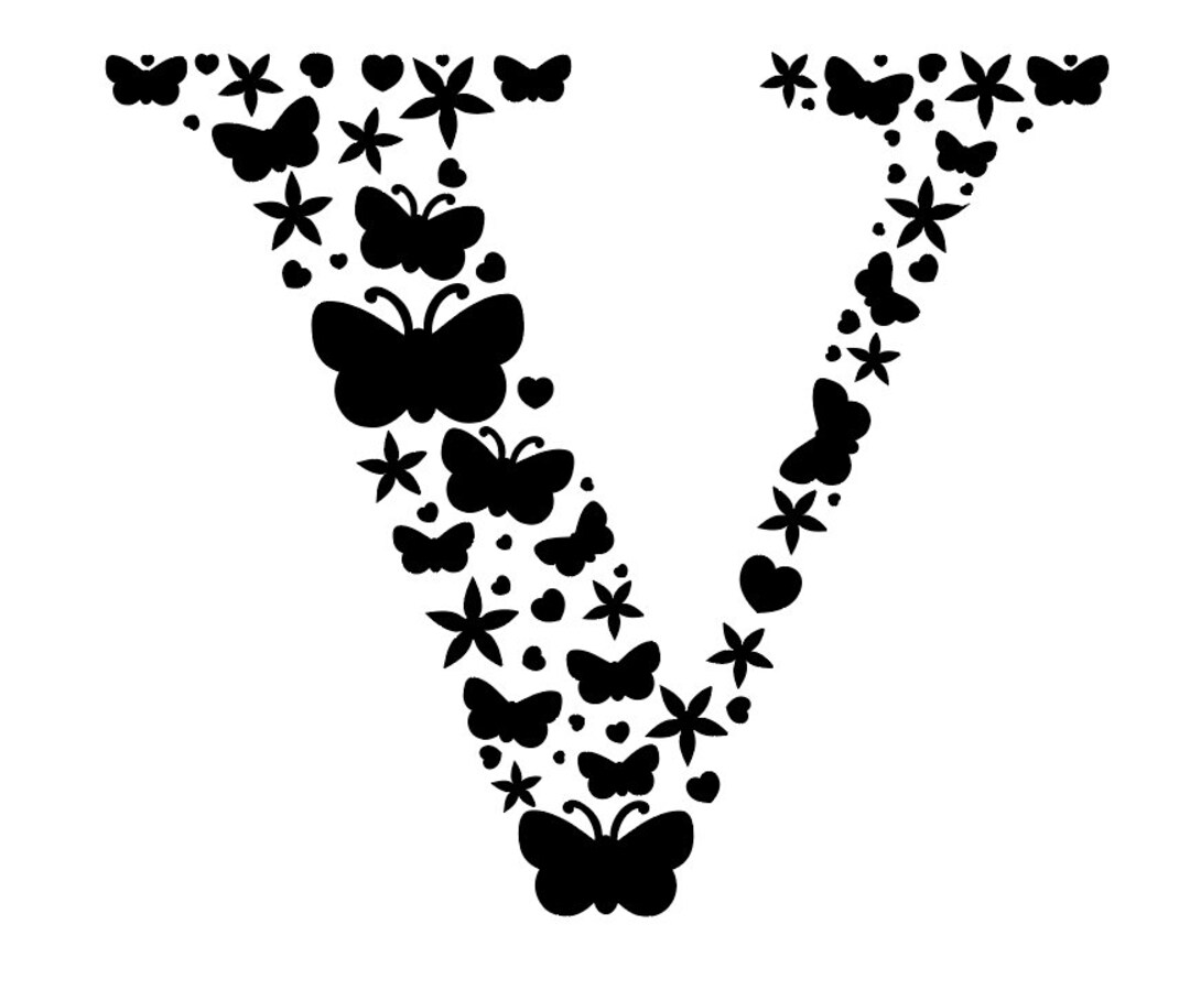 Initial V Cut File, Monogram V SVG, Letter V, Svg File, Dxf, Png, Pdf ...