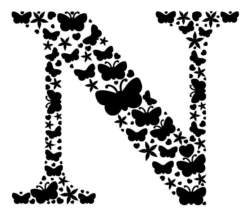 Initial N Cut File, Monogram N SVG, Letter N, Svg File, Dxf, Png, Pdf ...