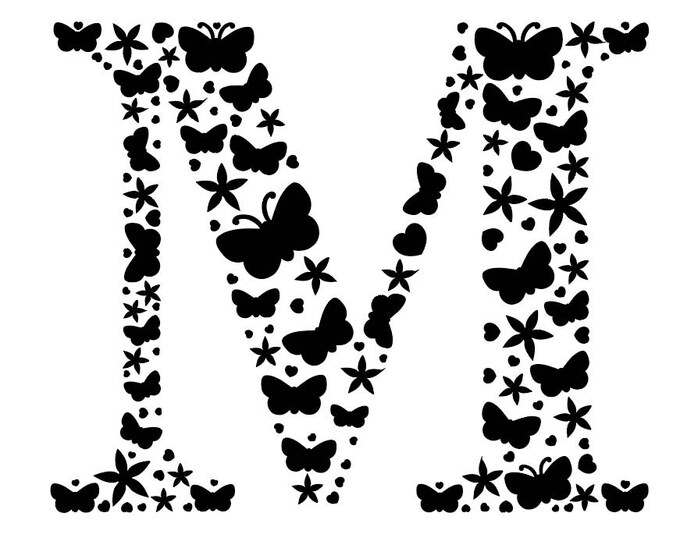 Initial M Cut File Monogram M SVG Letter M Svg File Dxf - Etsy
