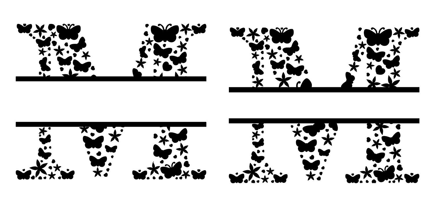 Initial M Split Letter M Svg Knockout Letter M Split - Etsy