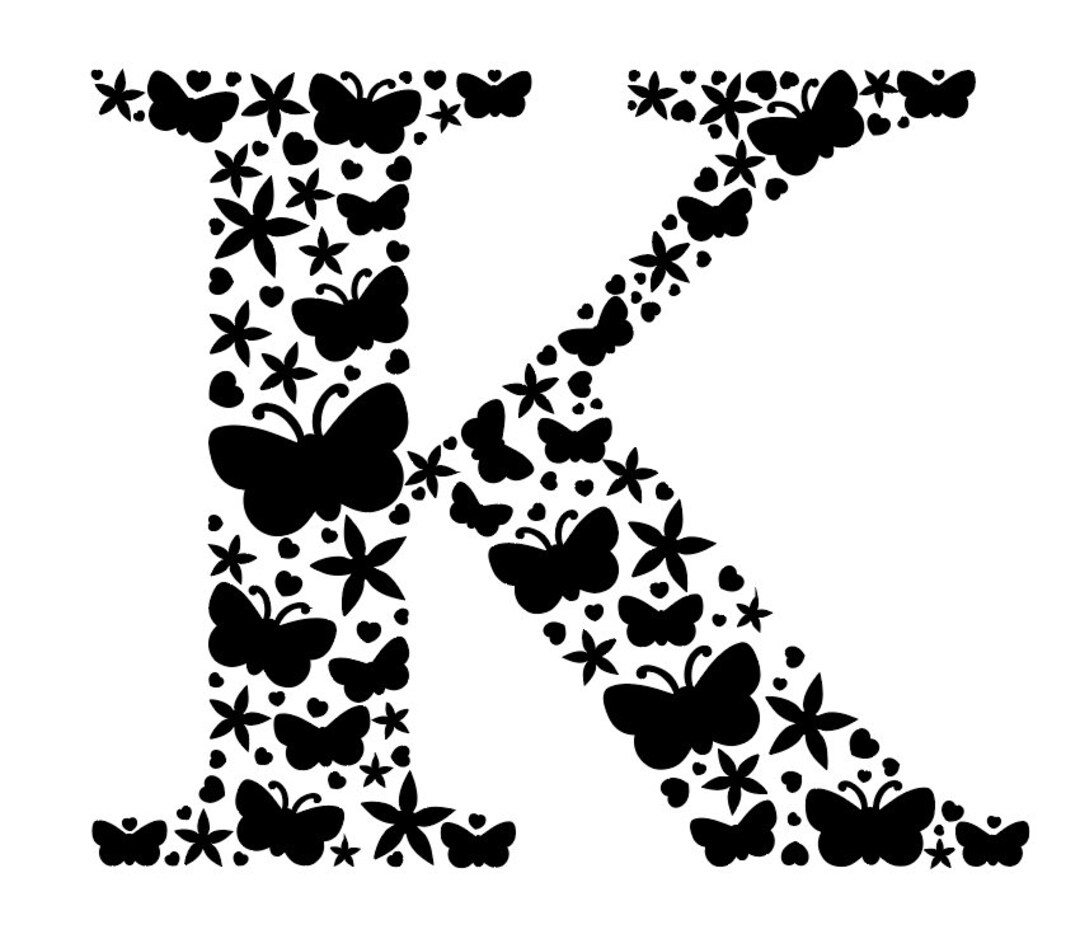 Initial K cut file, monogram K SVG, Letter K, svg file, dxf, png, pdf ...