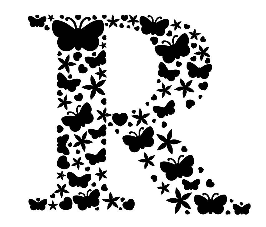 Initial R Cut File Monogram R SVG Letter R Svg File Dxf - Etsy Norway