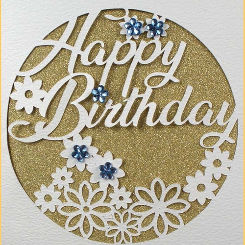 Happy Birthday Card Svg Digital Cut File Intricate Floral Etsy
