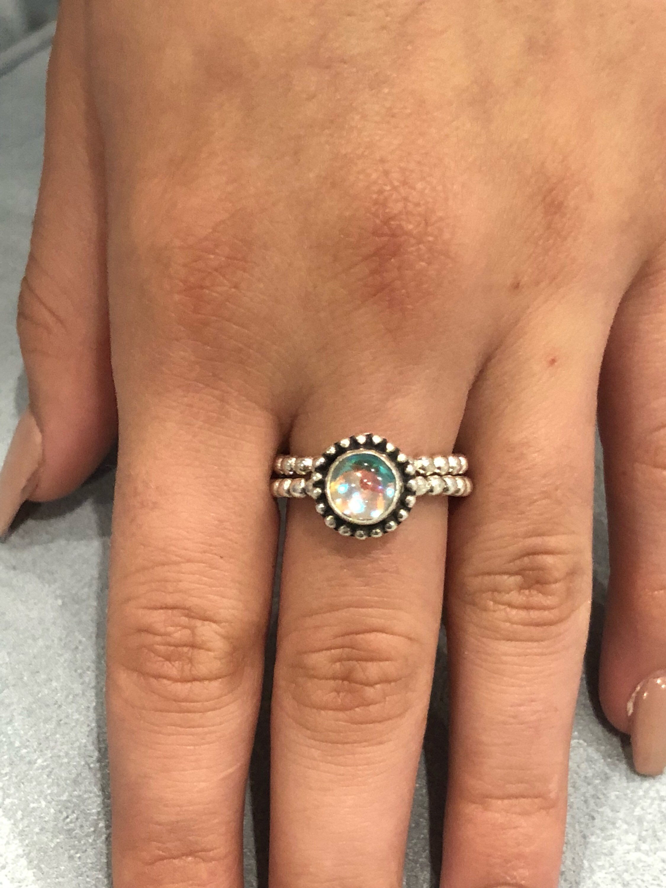 Moonstone Crystal Pandora Style Sterling Silver Ring - Etsy