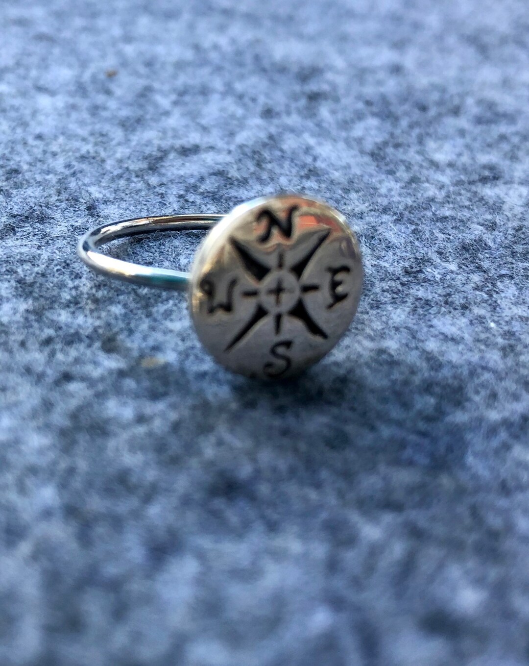 Sterling Silver Compass Ring - Etsy
