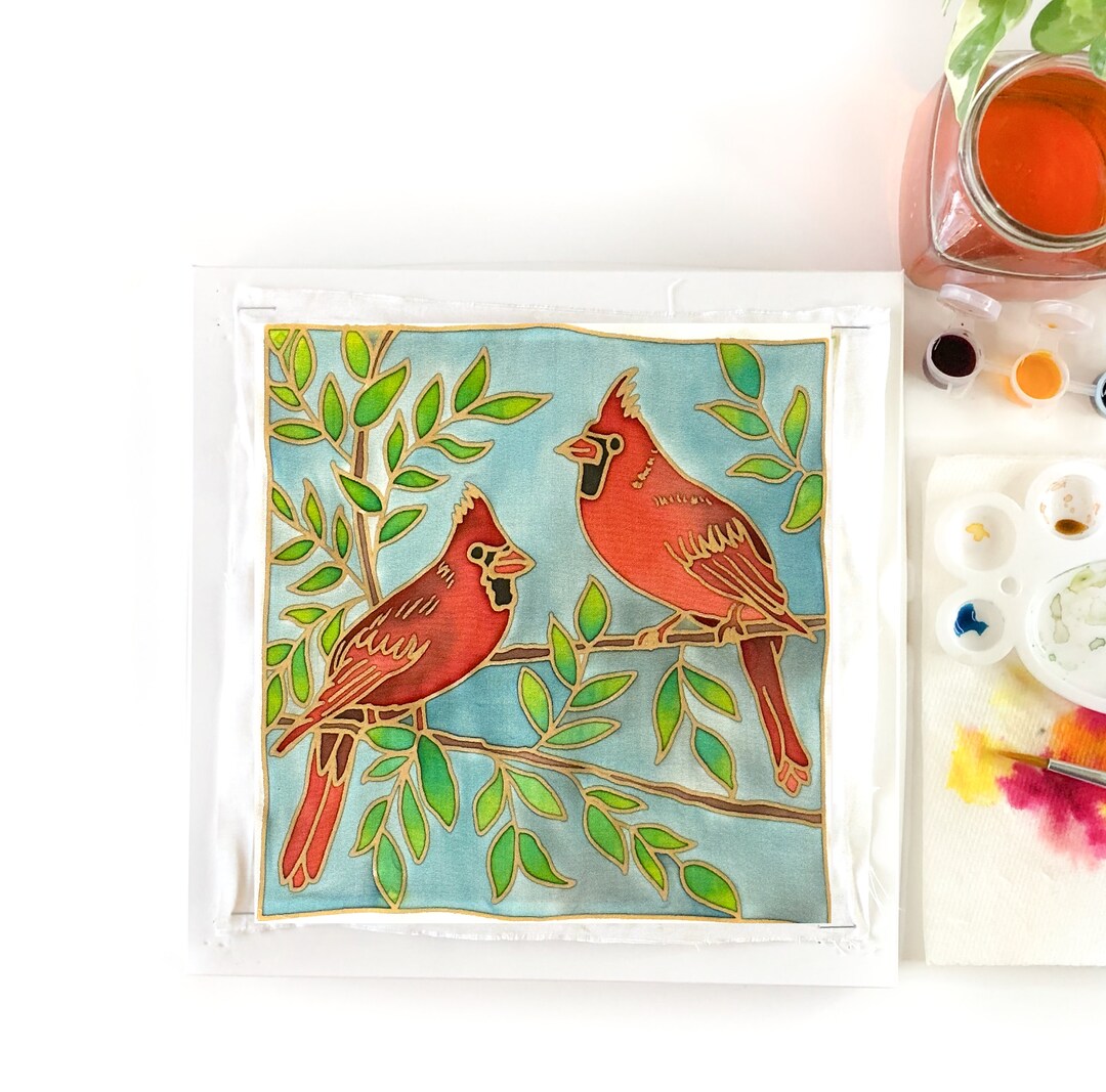 DIY Batik Cardinal Fabric Painting Kit - 8x8 Inch Pre Drawn Wax Design ...