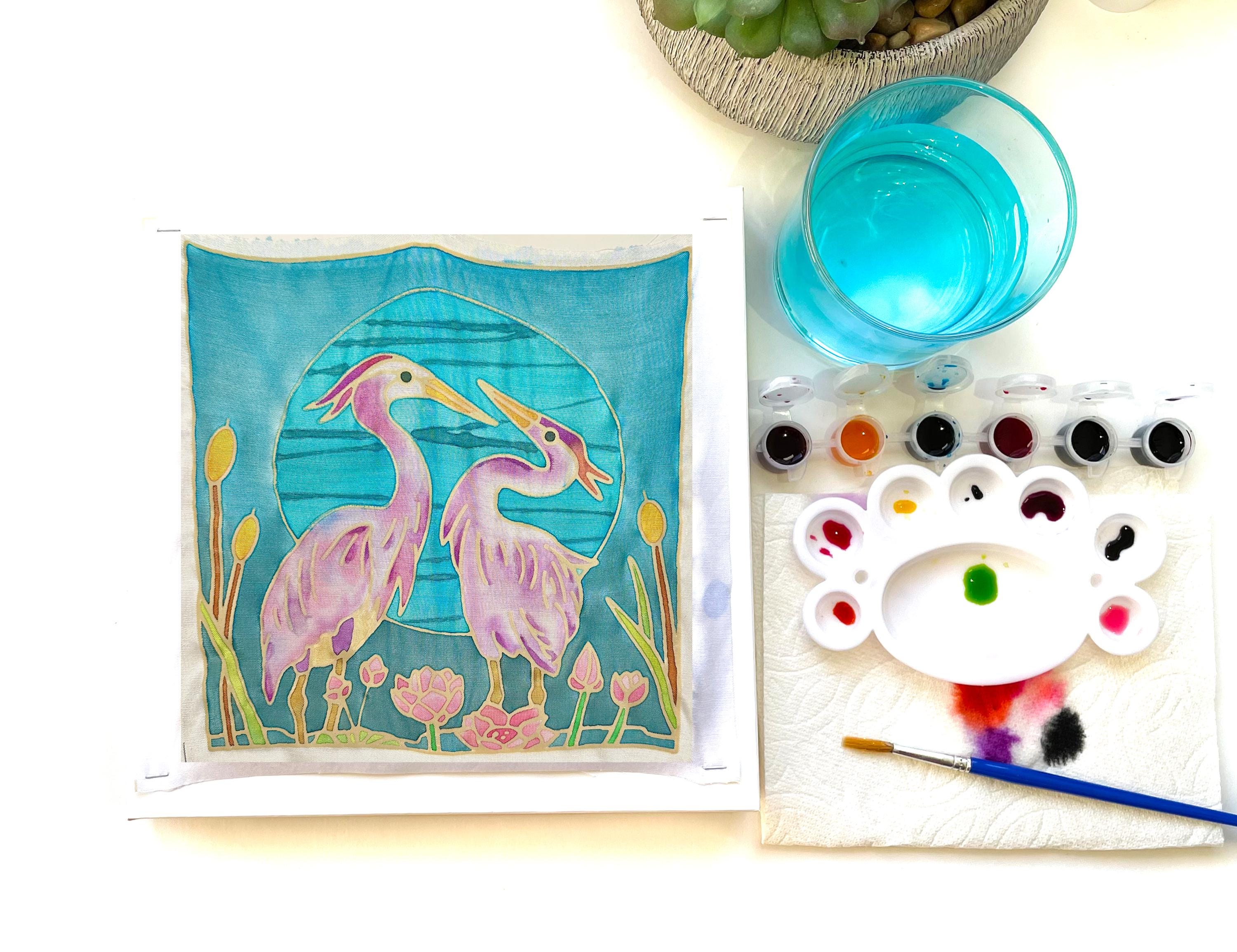 NEW! DIY Batik Heron Fabric Painting Kit - 8x8 Inch Pre Drawn Wax ...