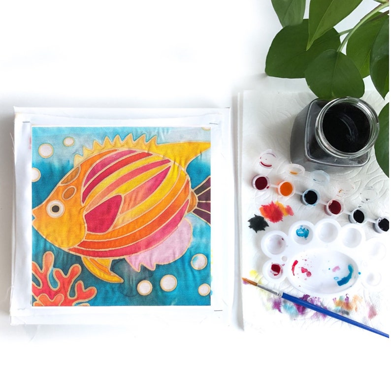 Batik Fish Fabric Painting Kit 8x8 Inch Pre Drawn Wax - Etsy