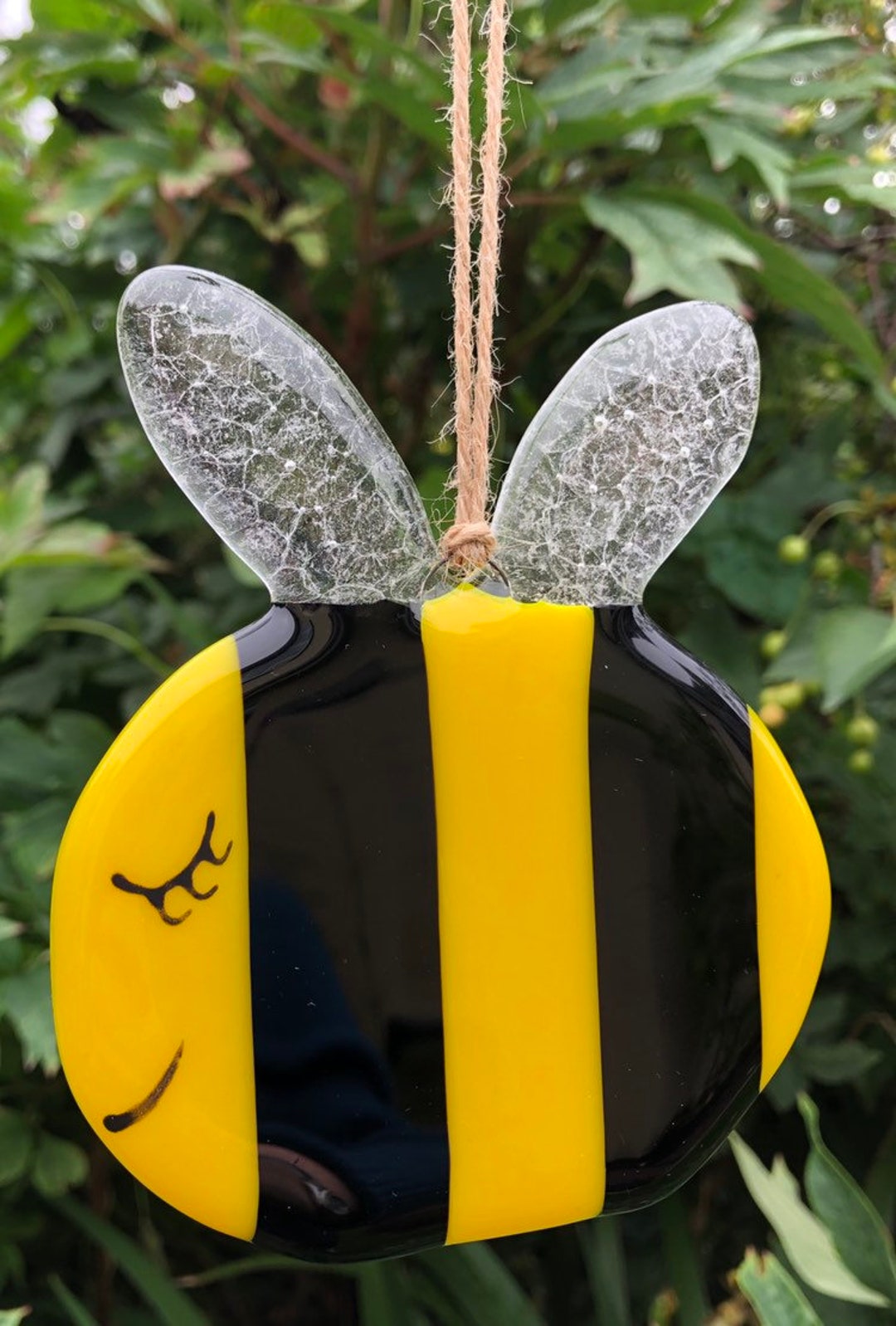 Handmade Fused Glass Buzy Bee-bumblebee Hanging for House or Garden ...