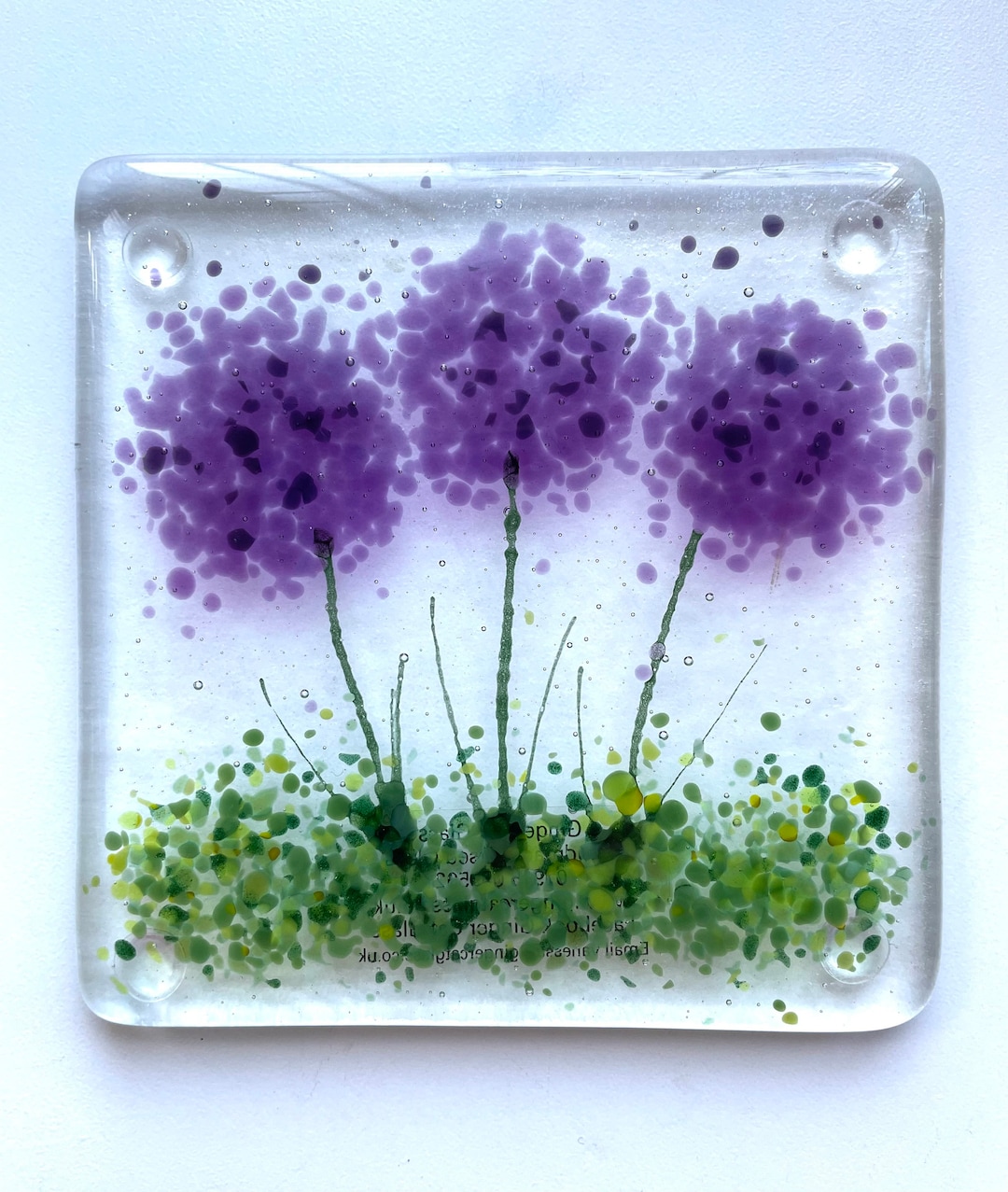 Handmade Fused Glass Allium Coaster: Purple Flower Garden Decor - Etsy