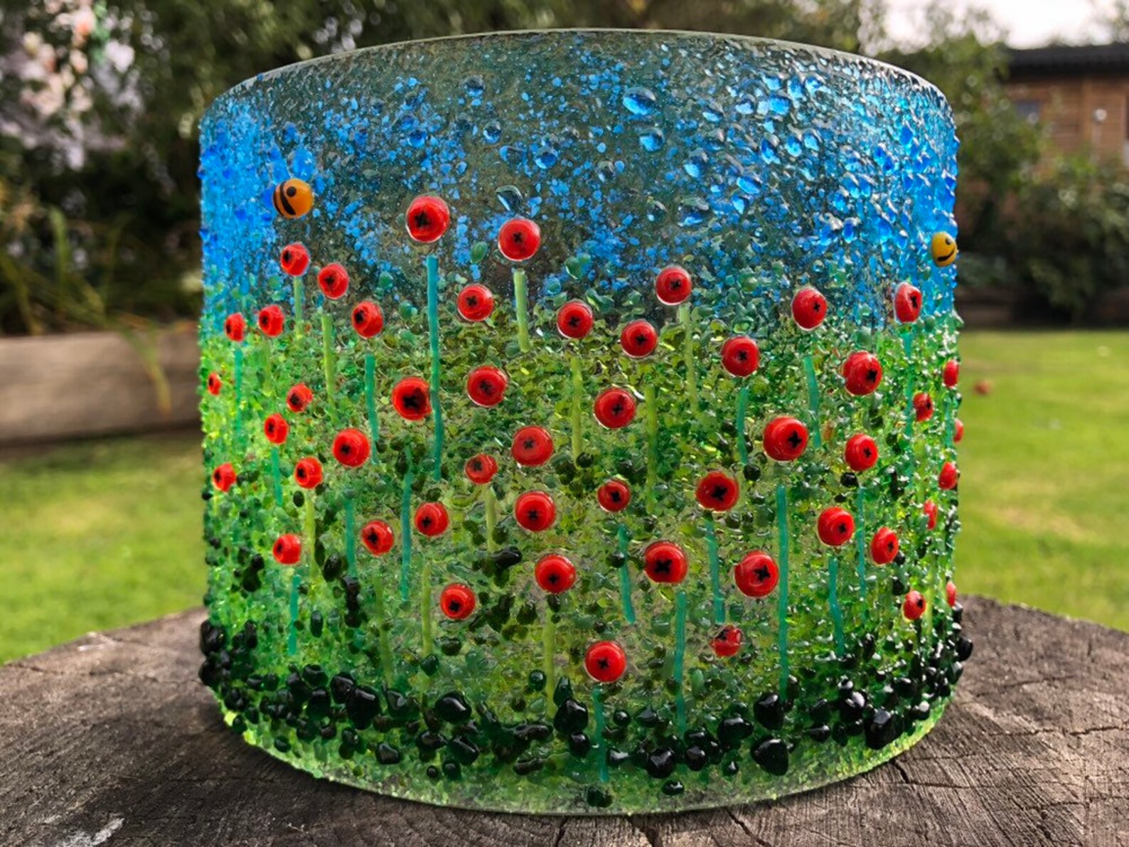 Poppy Curve-poppy Candle Sheild-poppy Fields-fused Glass - Etsy UK