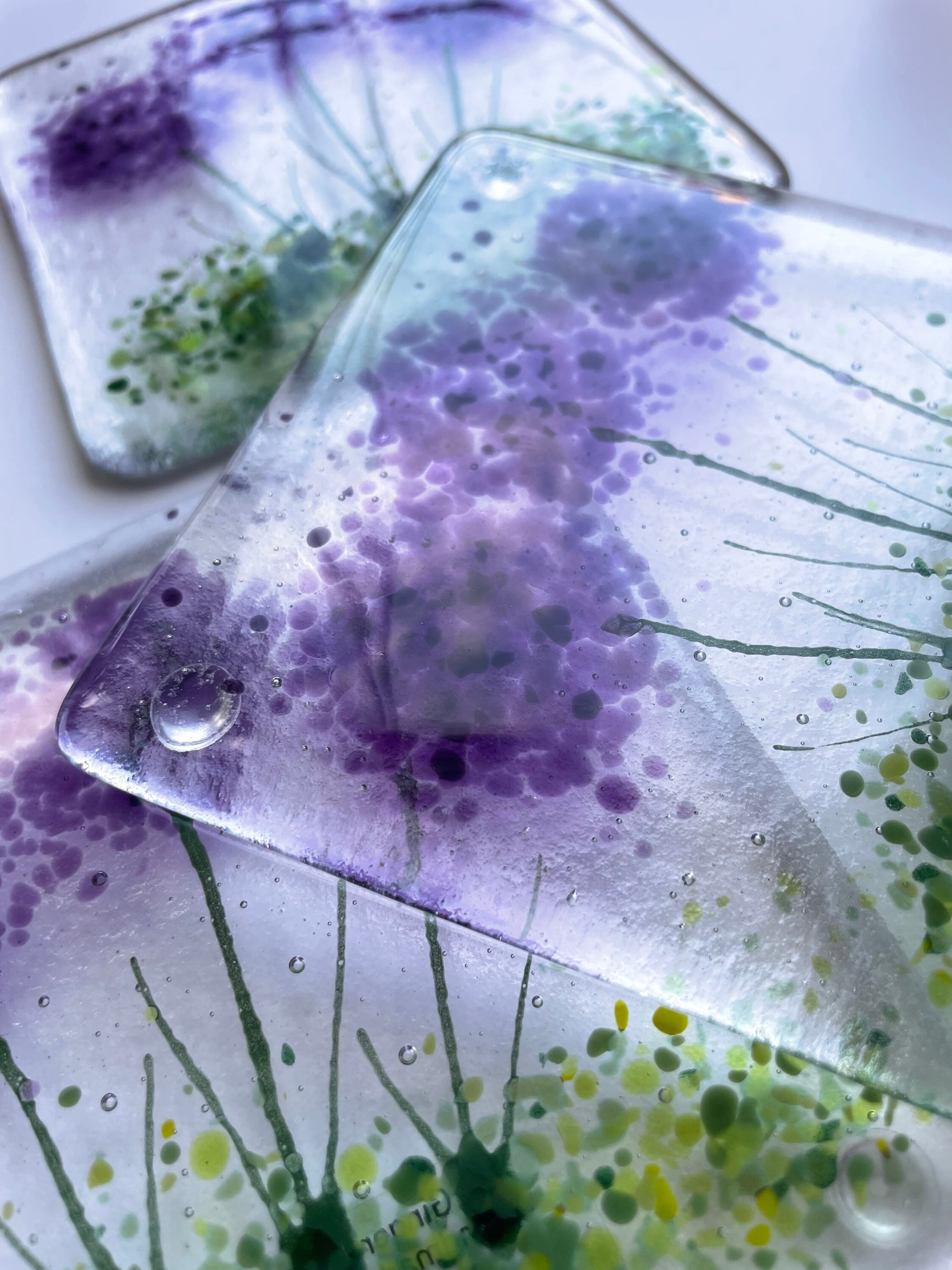 Handmade Fused Glass Allium Coaster: Purple Flower Garden Decor - Etsy