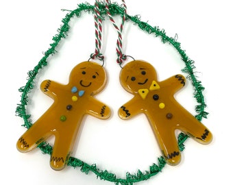 Fused Glass Gingerbread Man Christmas Tree Decoration | Etsy UK