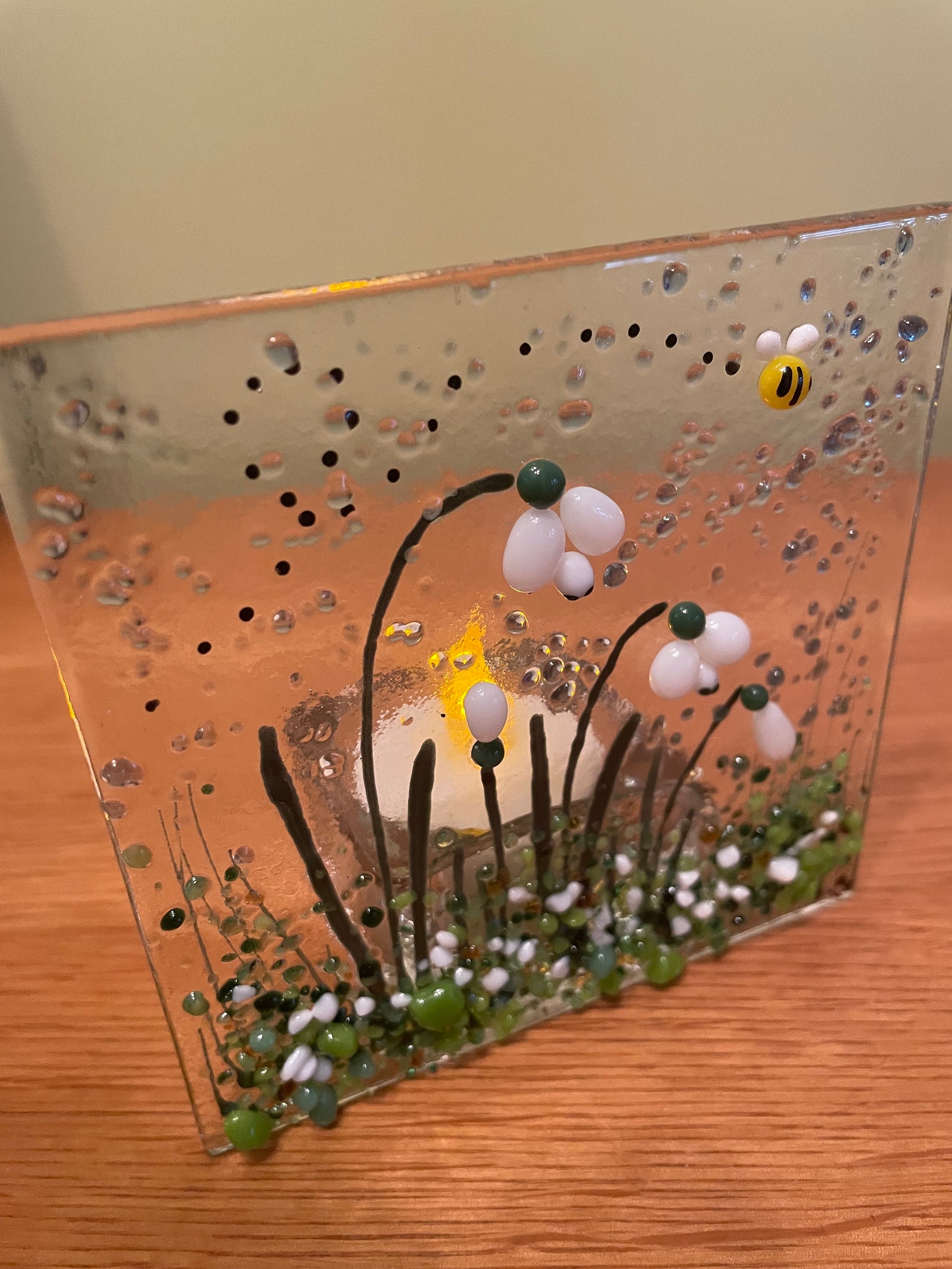 Snowdrop Fused Glass Tea Light-candle Votive - Etsy UK