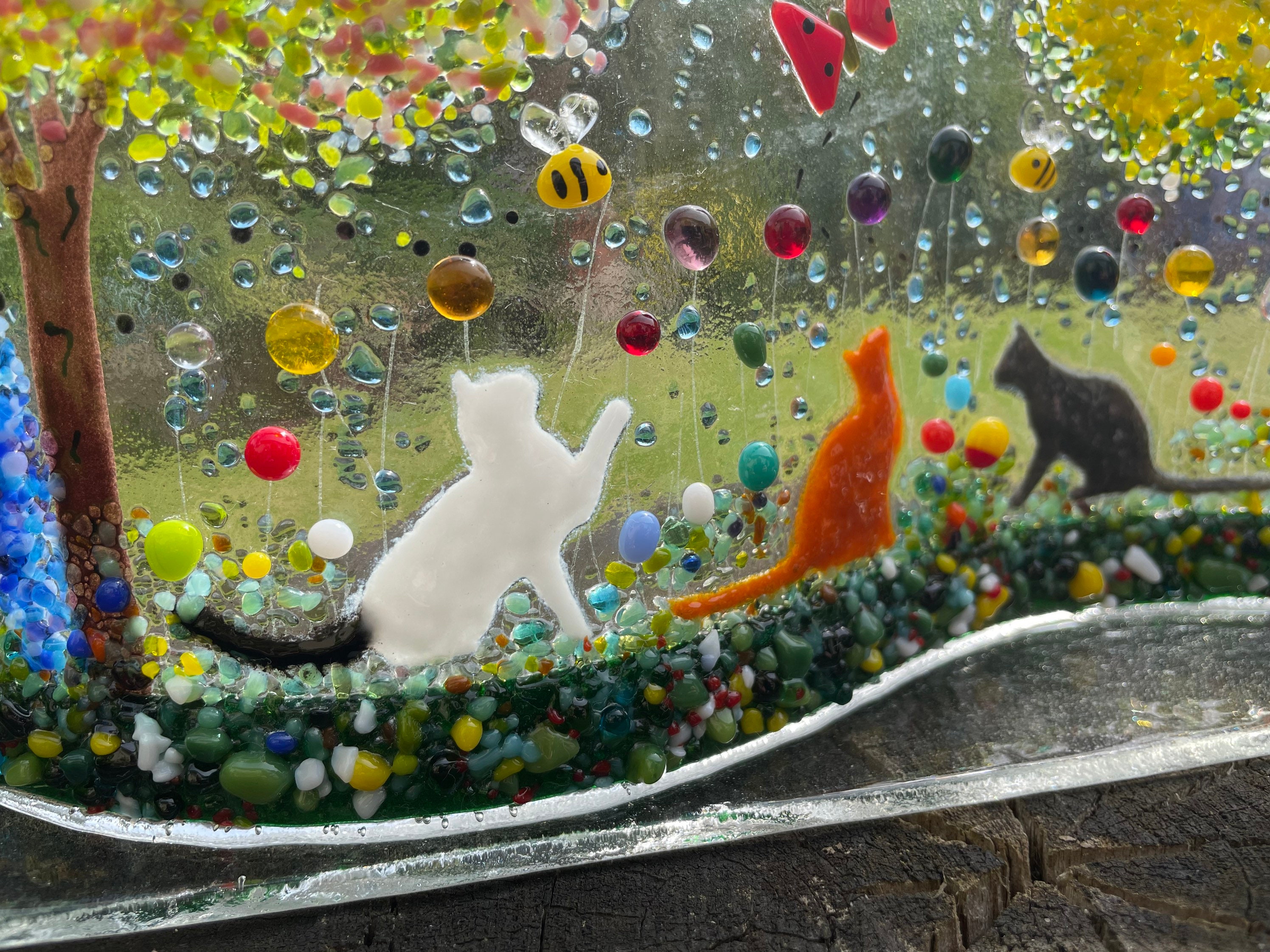 Handmade Bespoke Fused Glass Cats Wave Decor/custom Made Order/wave ...
