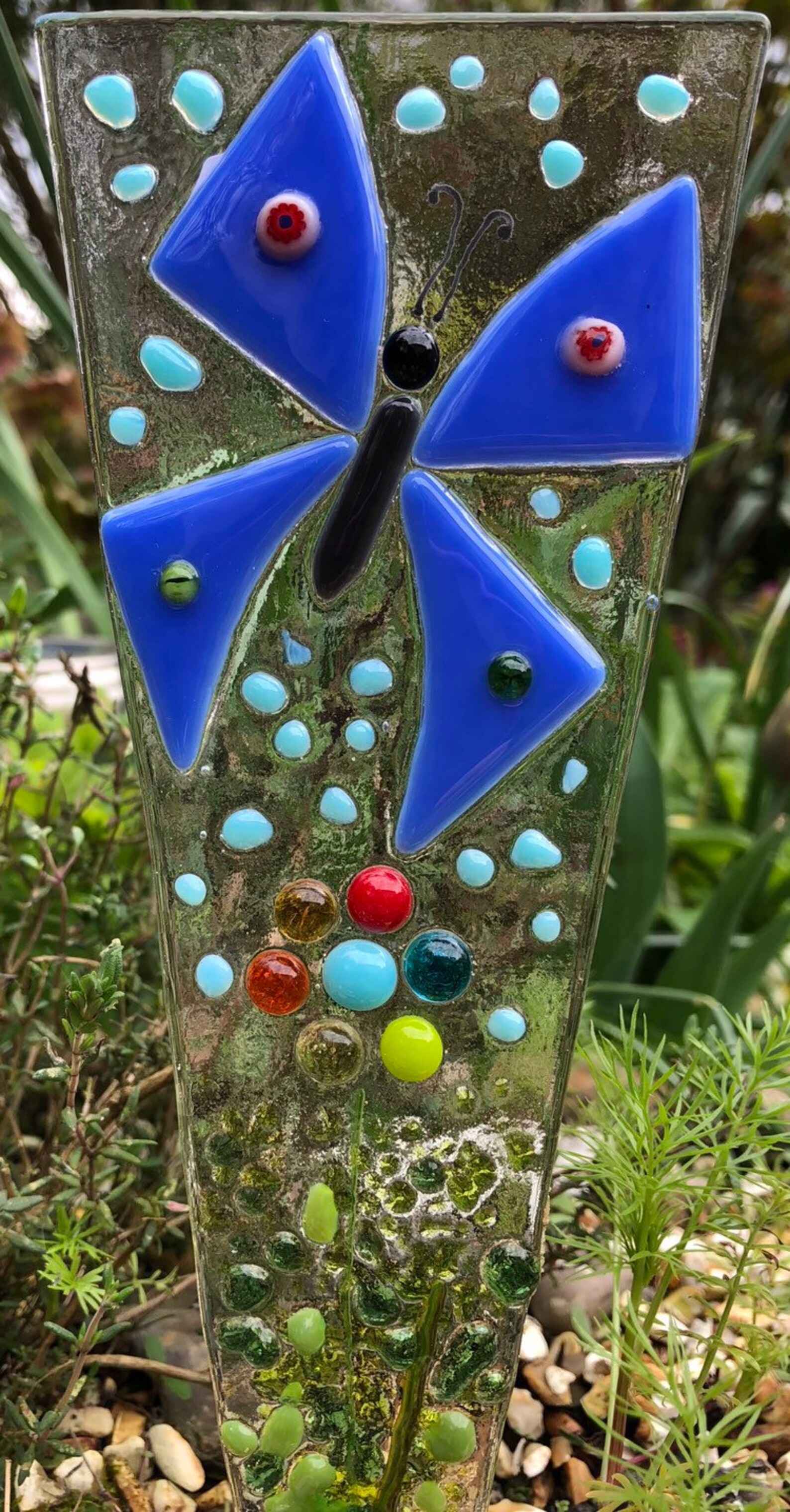 Butterfly Plant Pot Stake/blue Butterfly Garden - Etsy