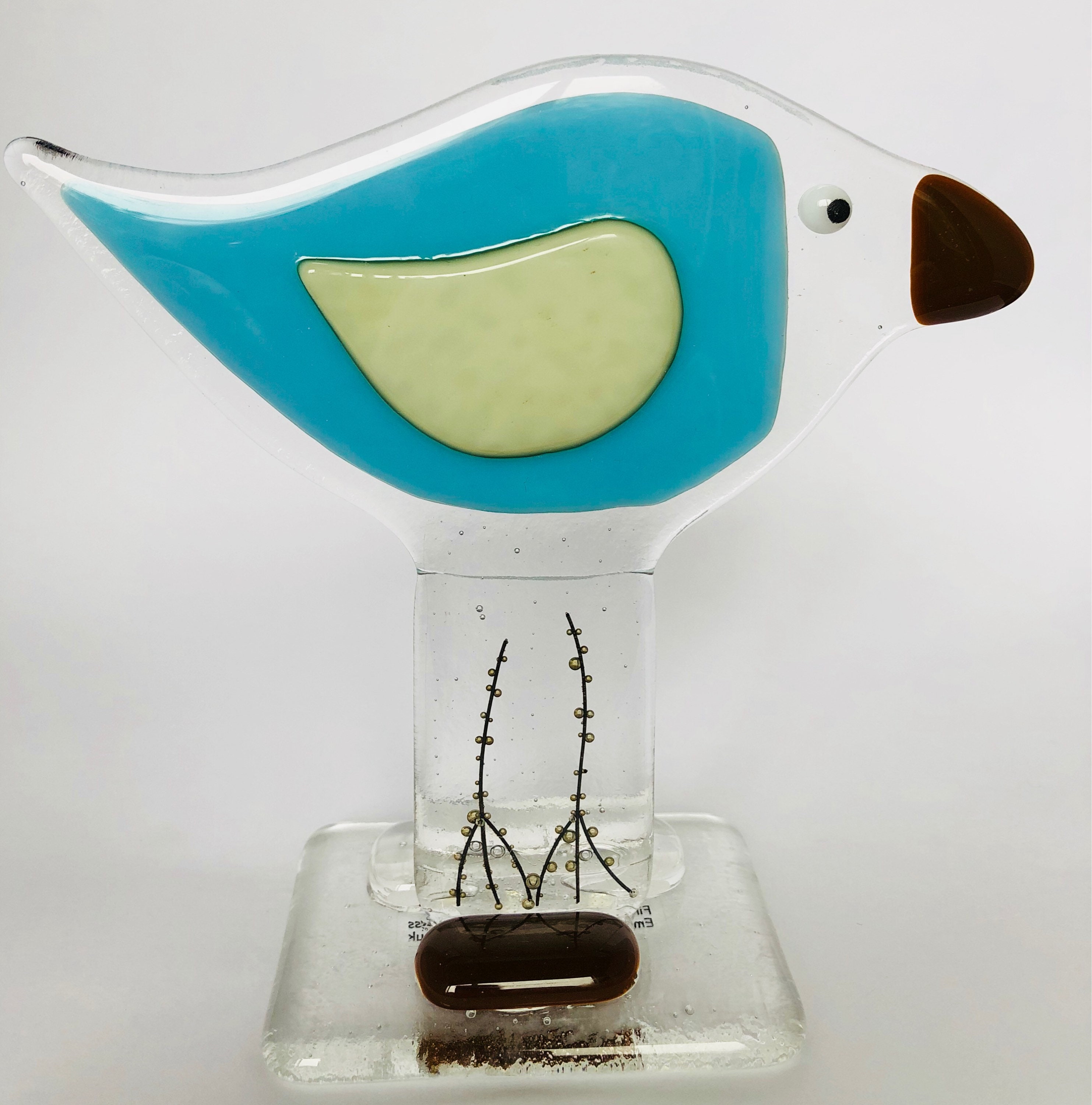 Fused Glass Bird/Blue Bird/Tweetie Bird/ Cute glass Bird/Long | Etsy