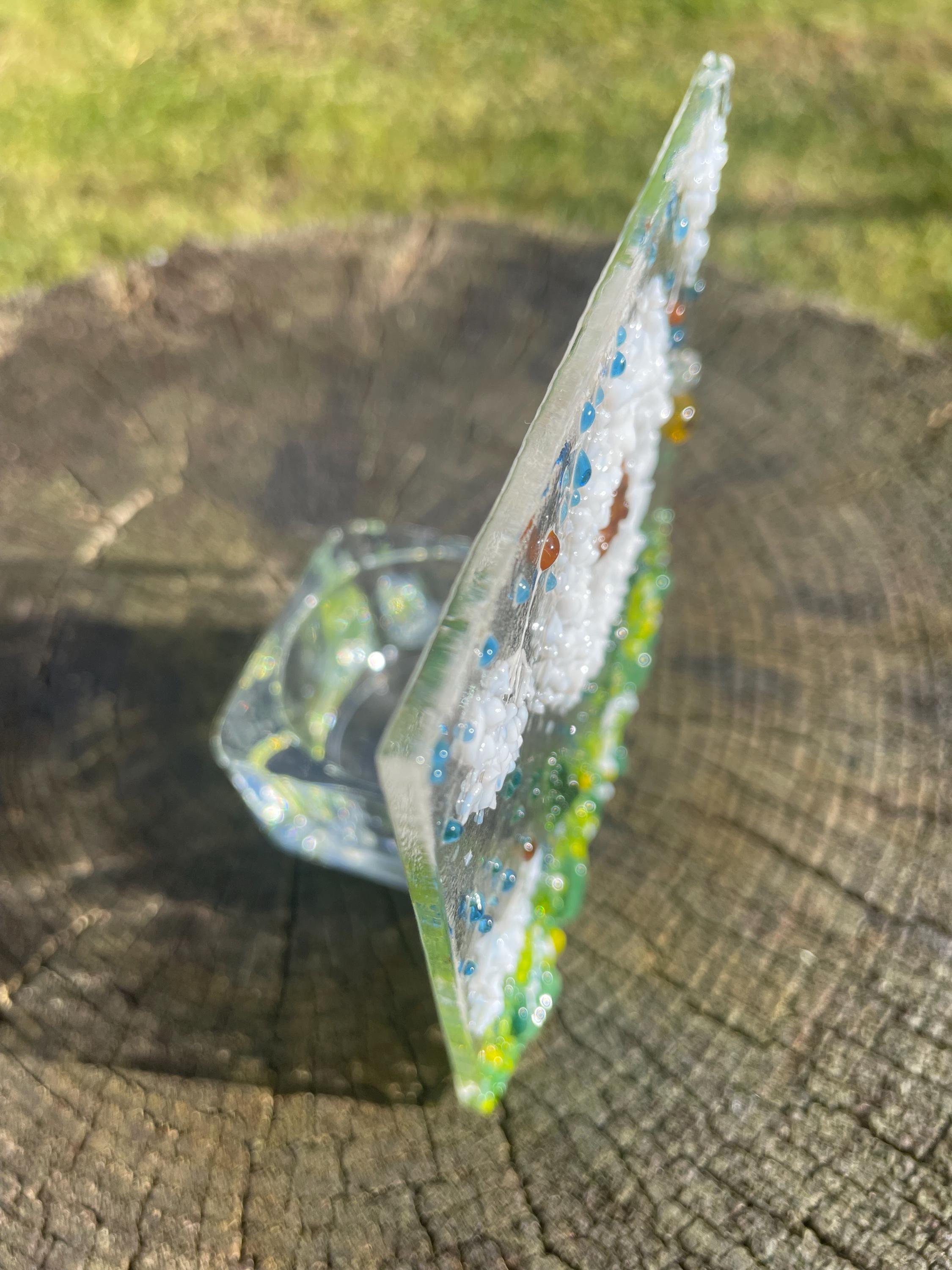 Dandelion Fused Glass Tea Light Holder-handmade Dandelioncandle Votive ...